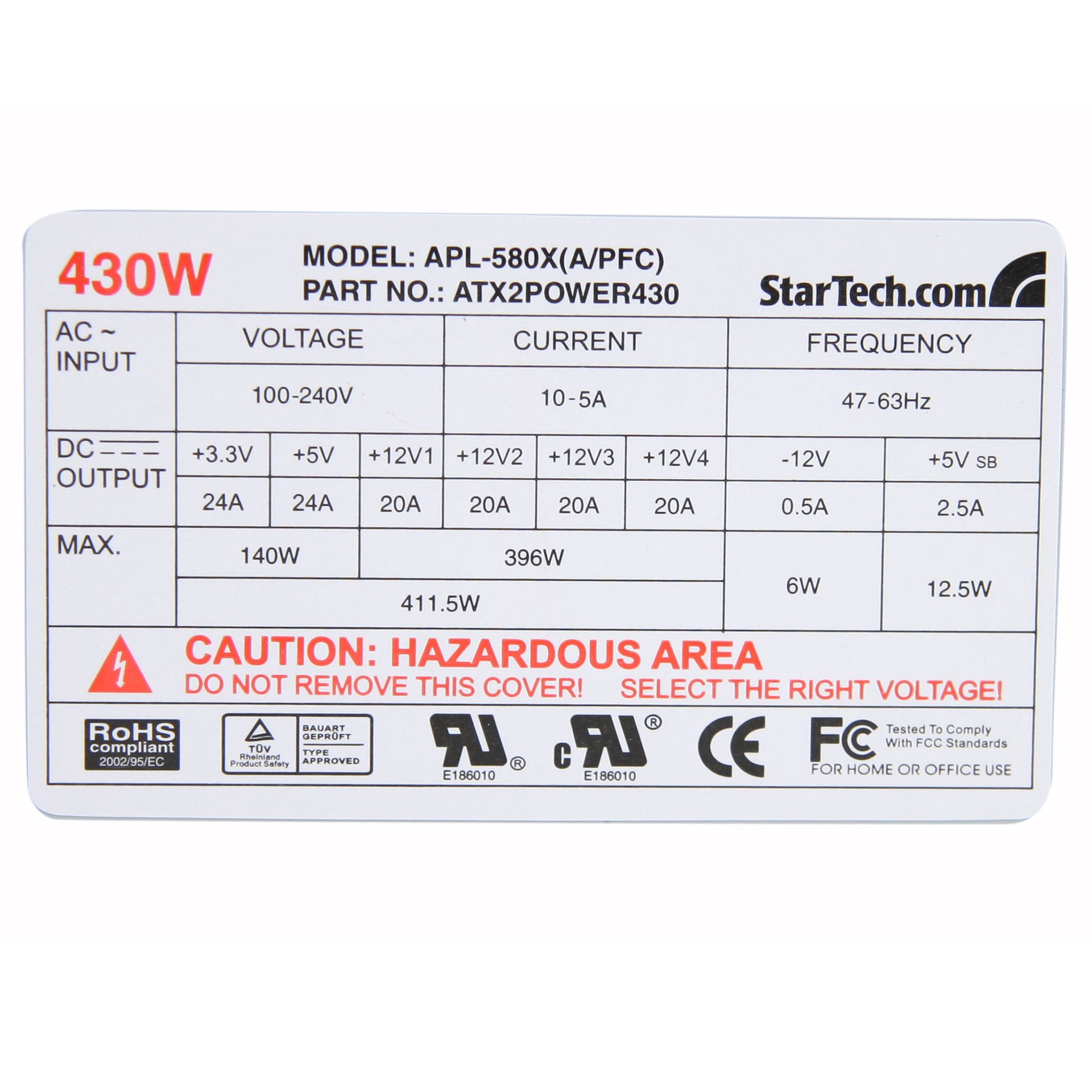 430W ATX12 80 Plus Computer Power Supply - ATX Power Supplies
