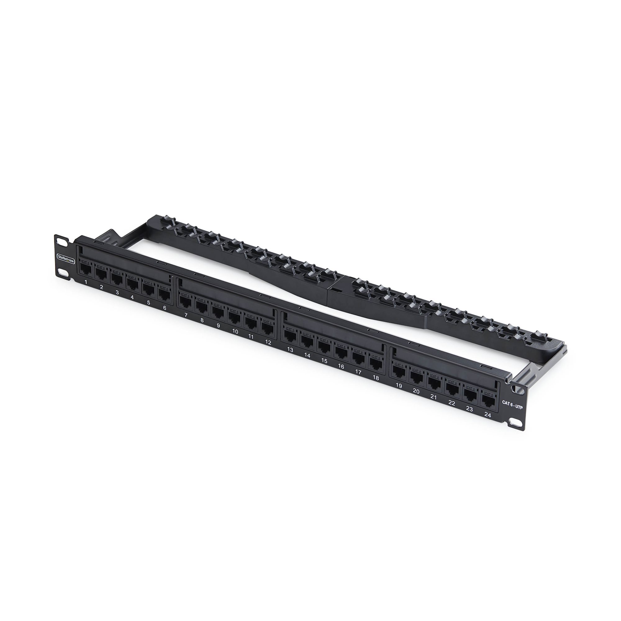 24 Port 1U Feed Through Patch Panel with Cable Management Bar ...