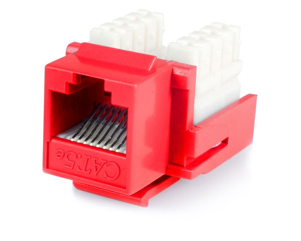 Cat5e RJ45 Keystone Jack Red 110 Type - Network Wall Jacks & Outlets ...