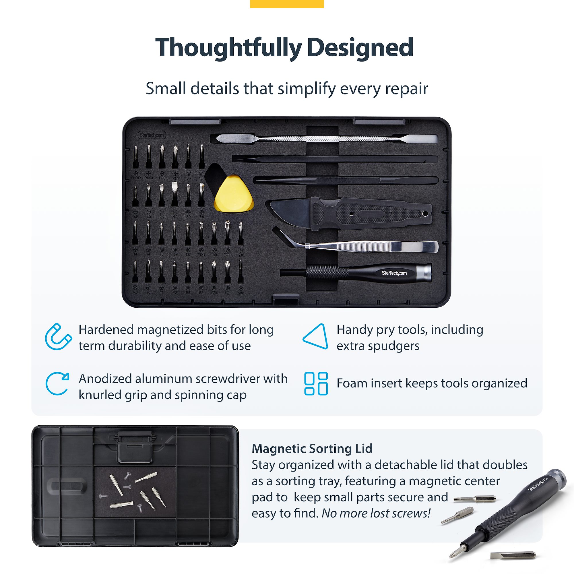 StarTech.com 40-Piece Computer Repair Toolkit for Laptop/PC/Electronics ...
