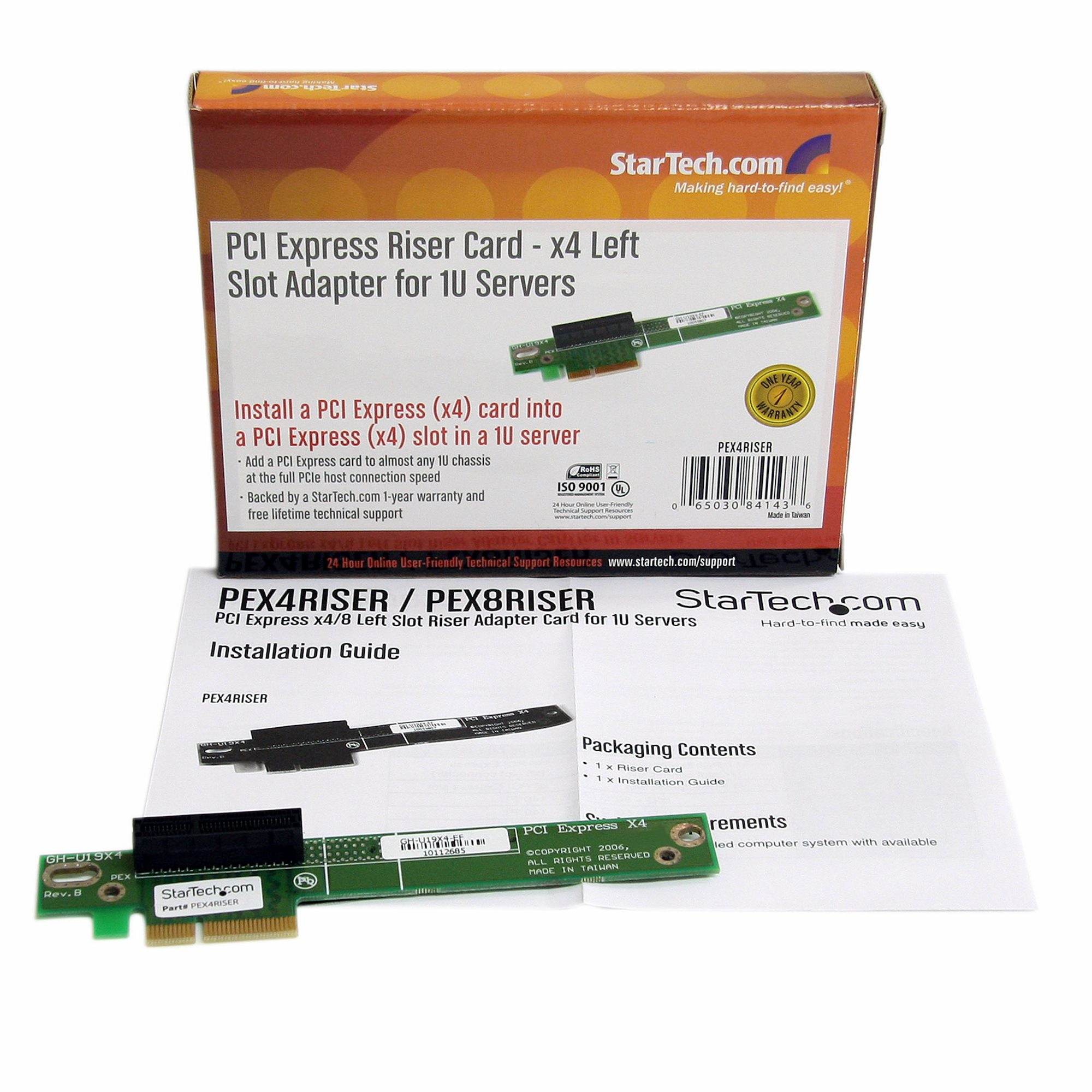 PCIe Riser Card - x4 Left Slot Adapter - Slot Conversion & Slot ...