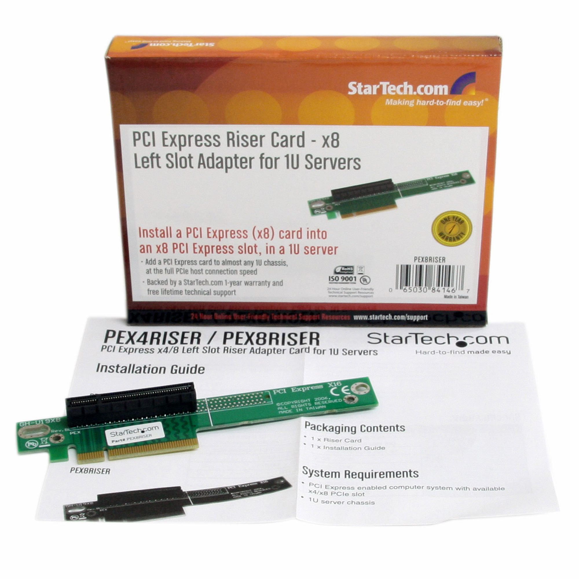 PCIe Riser Card - x8 Left Slot Adapter - Conversión de Ranuras y ...