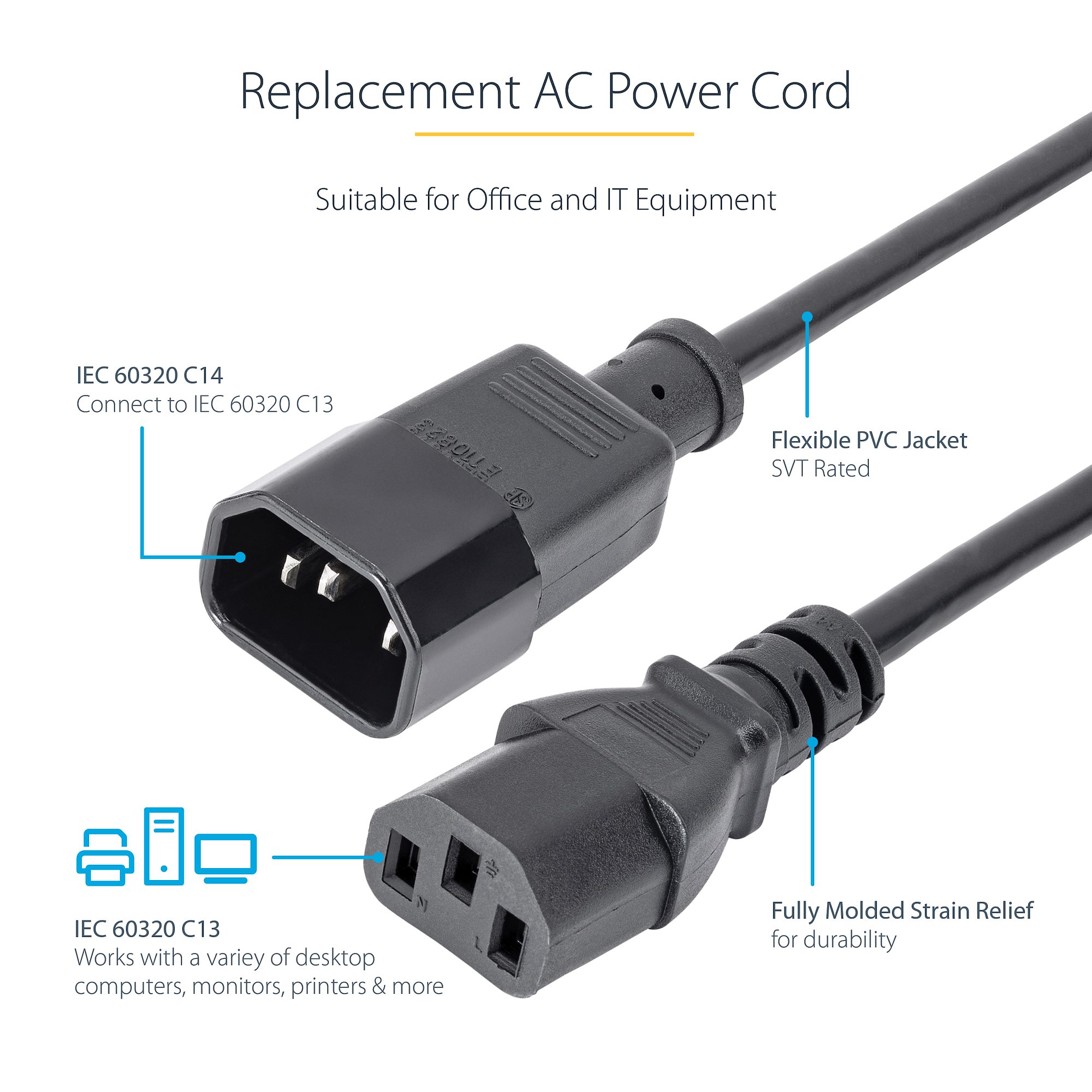 C13 To C14 SP Electron IEC320 C14 Male Inline Adapter Plug Power Socket ...