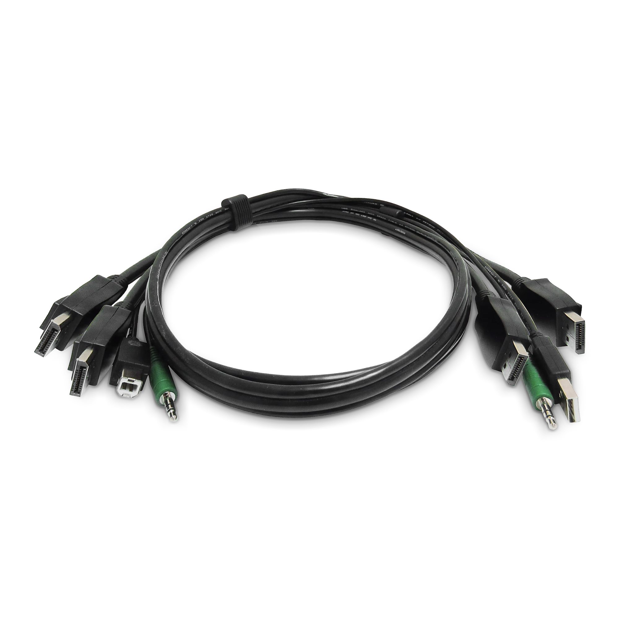 6ft (1.8m) Dual-DisplayPort KVM Cable, 2x USB A to B, 3.5mm Audio ...