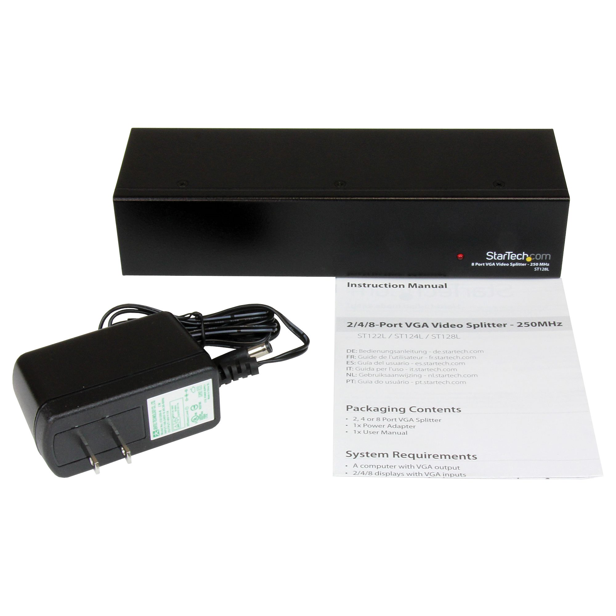 8 Port VGA Video Splitter - 250 MHz - VGA Splitters