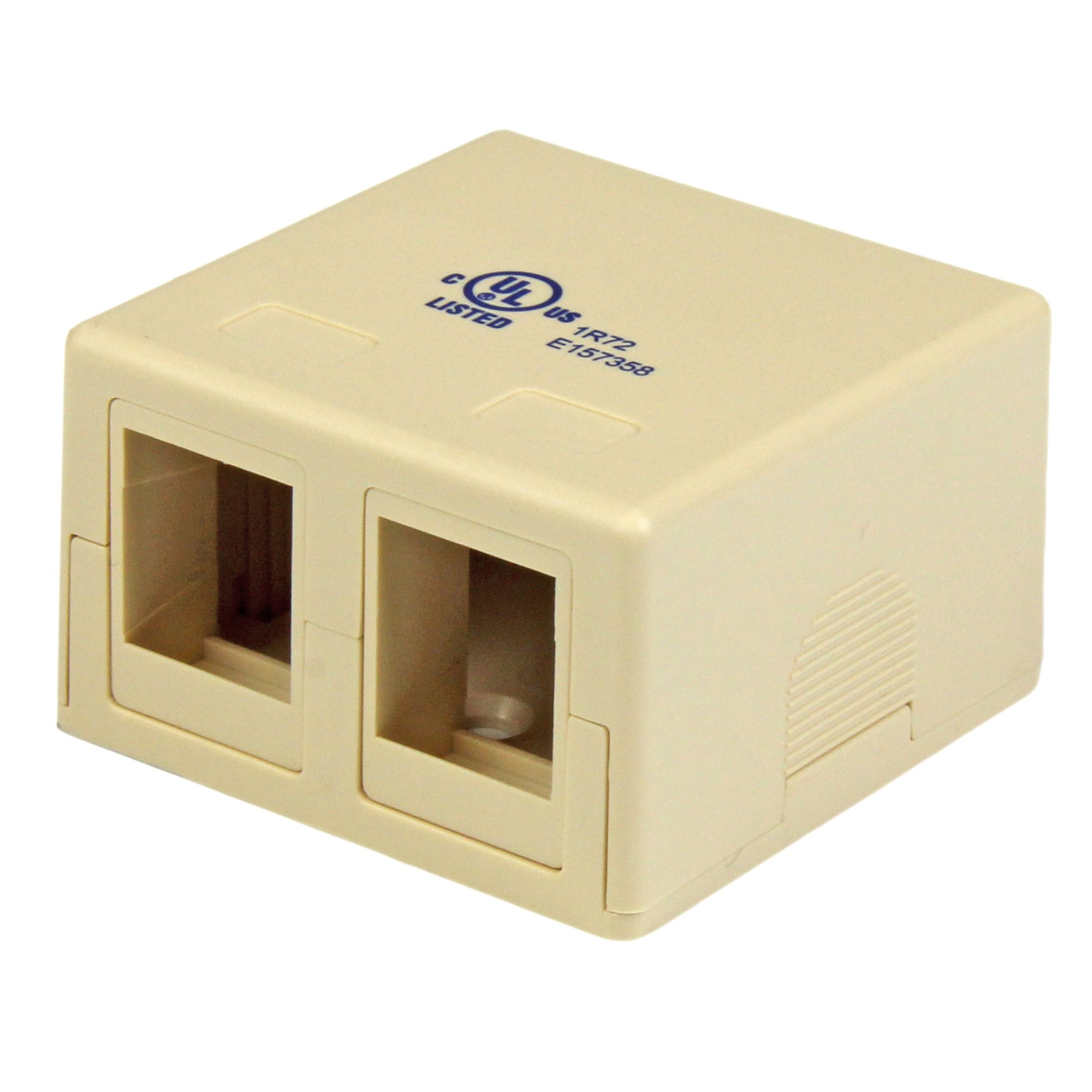 Dual Cat 5e RJ45 Wall Box - Ivory - Network Wall Jacks & Outlets