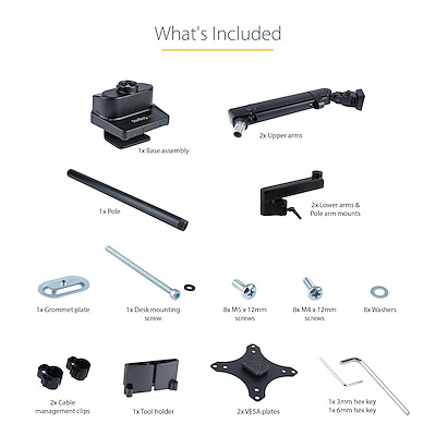 Desk Mount Dual Monitor Arm - 32in VESA - Monitor Mounts | Mexico