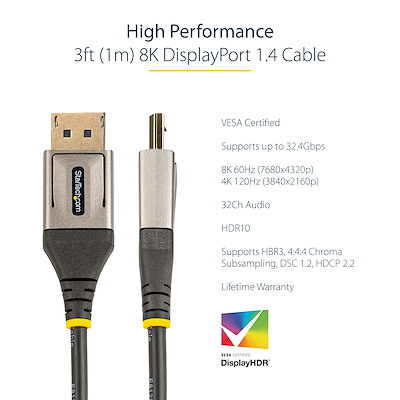 3ft Certified DisplayPort 1.4 Cable 8K - DisplayPort Cables & Adapter ...