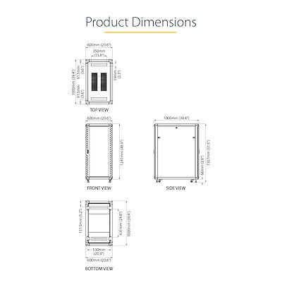 25u 36in Knock Down Server Rack Cabinet Racks Startech Com