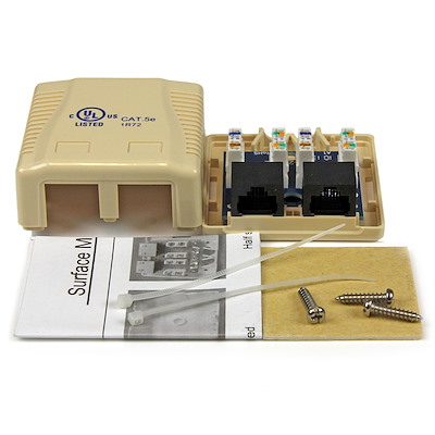 Dual Cat 5e RJ45 Wall Jack Ivory - Network Wall Jacks & Outlets