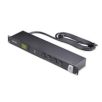 16-Outlet Horizontal Rack Mount Metered PDU, 1U Server Power Strip w ...