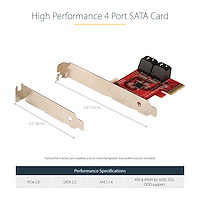 SATA PCIe Card, 4 Ports, 6Gbps, Non-RAID - SATA Controller Cards | Denmark