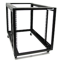 Refurbished 12U 4 Post Open Frame Rack with Adjustable Posts & Casters