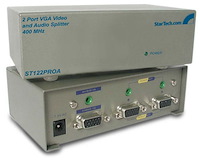 2 Port High Resolution VGA Video Splitter with Audio - 400 MHz