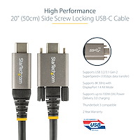 50cm Side Screw Locking USB C Cable - USB-C Cables | Ireland